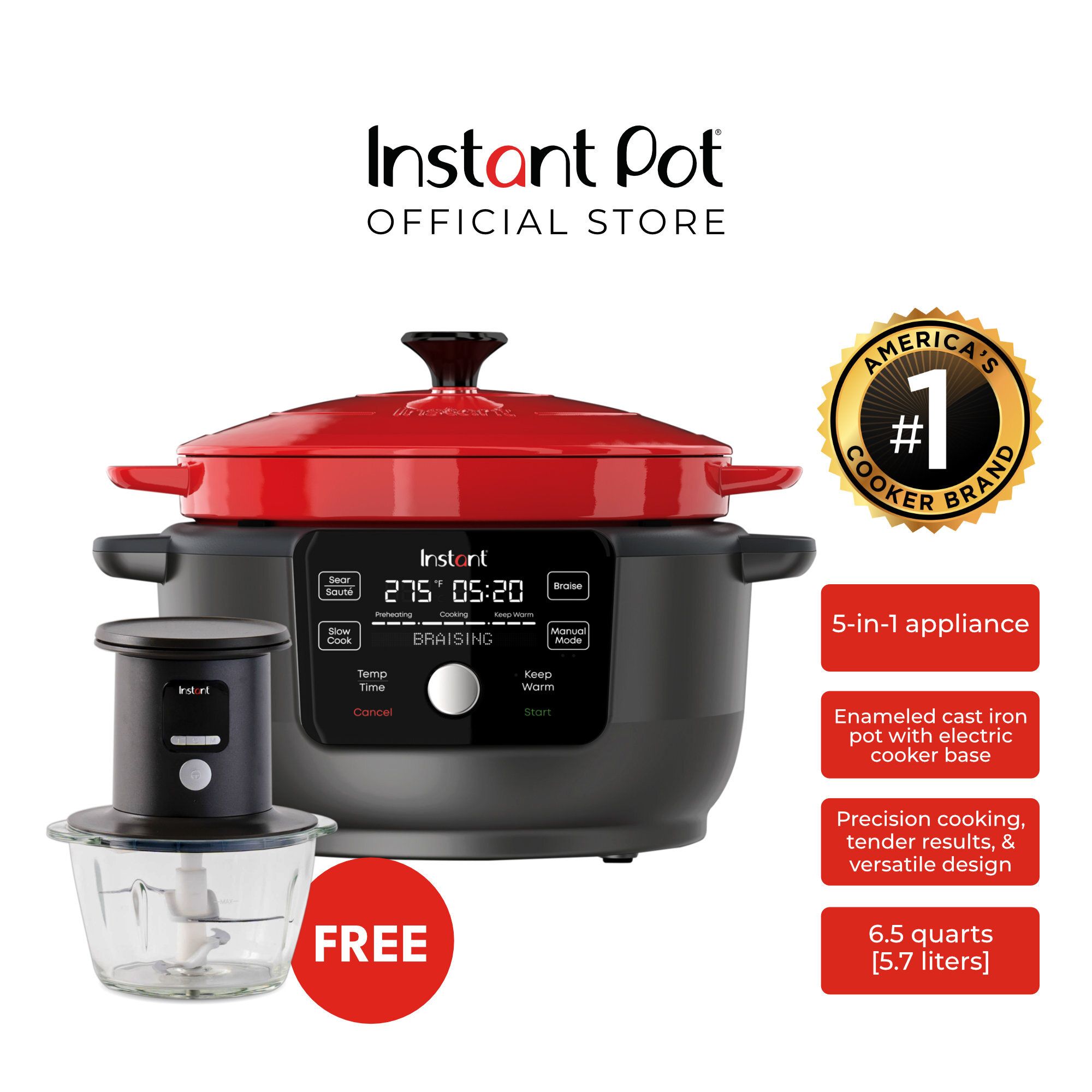 Focus Store - Instant Precision Dutch Oven Red 6 QT + Instant Wireless ...