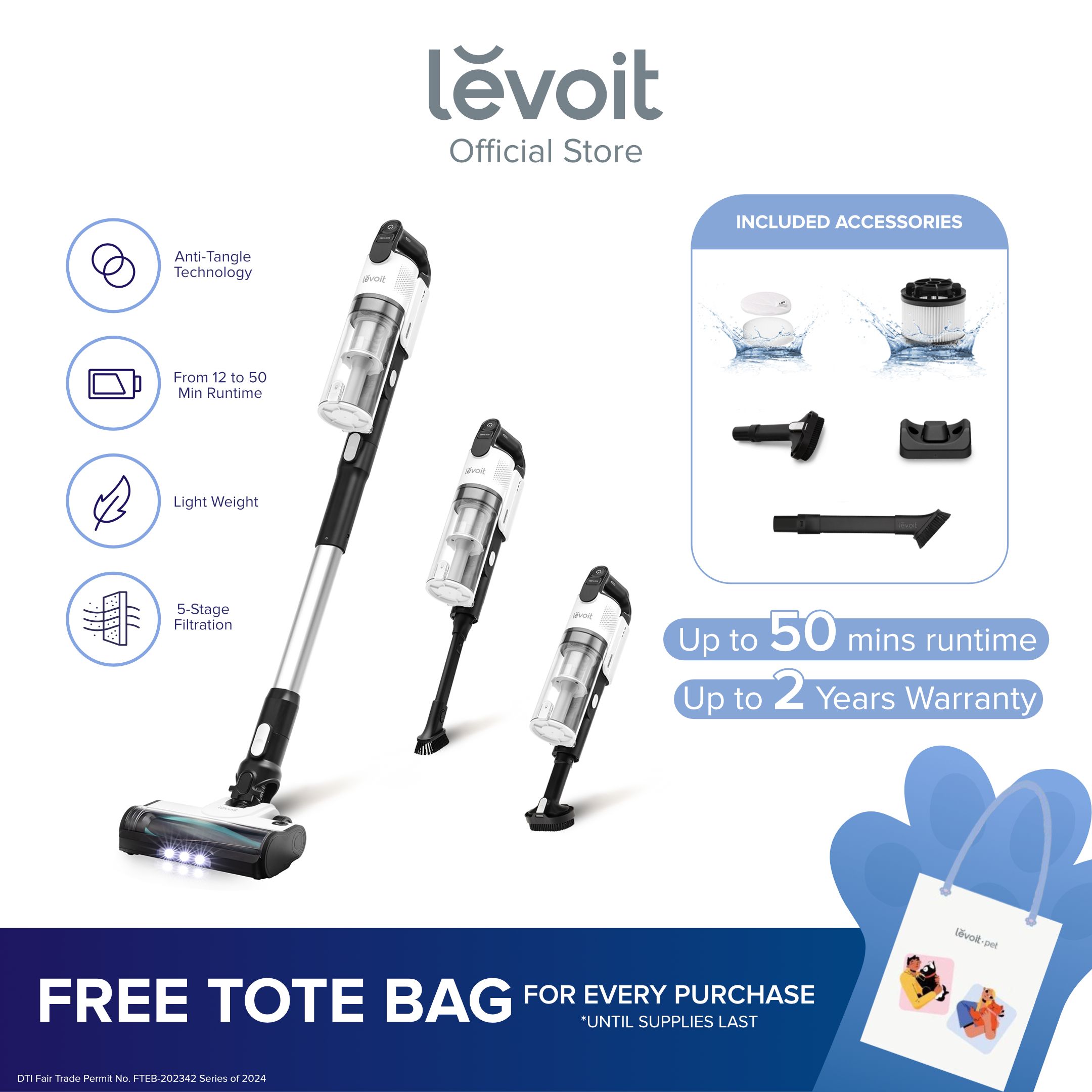 LEVOIT LVAC-200 Cordless Vacuum Cleaner with Anti Hair Wrap, Pet Hair ...